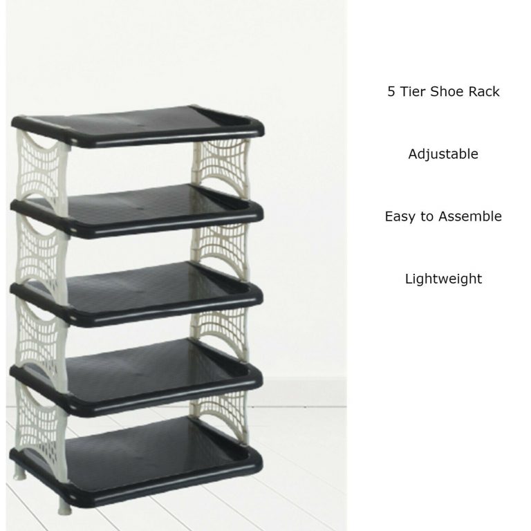Plastic Shoe Rack Organizer Shoes Storage Space Saver Stand 5 Tier Shoe ...